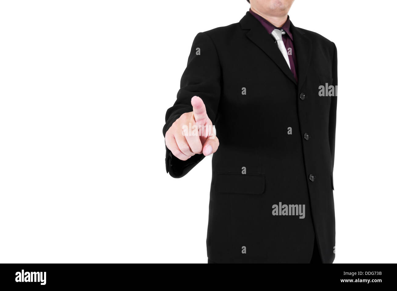 Business Man pushing on a touch screen interface Stock Photo - Alamy
