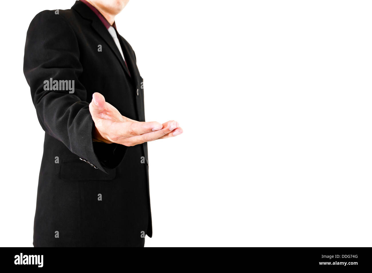 A business man with empty hand isolated Stock Photo - Alamy