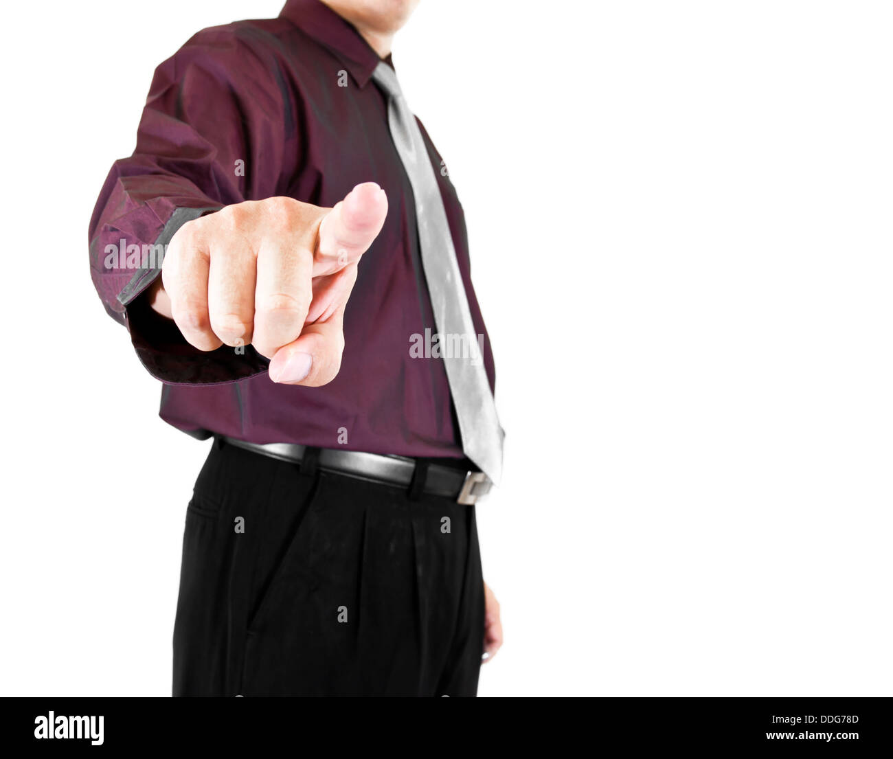 Business Man pushing on a touch screen interface Stock Photo - Alamy