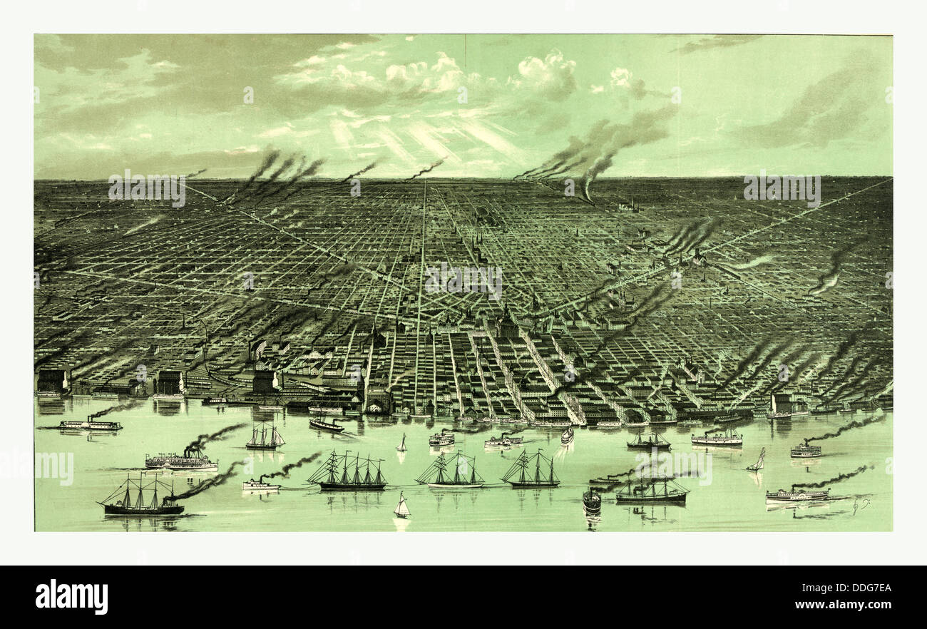 Birds eye view showing about three miles square of the central portion ...