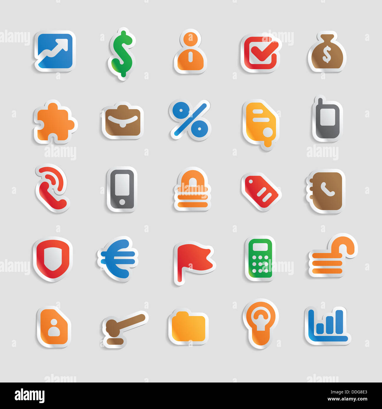Sticker button set. Multicolored icons for business, finance and ...