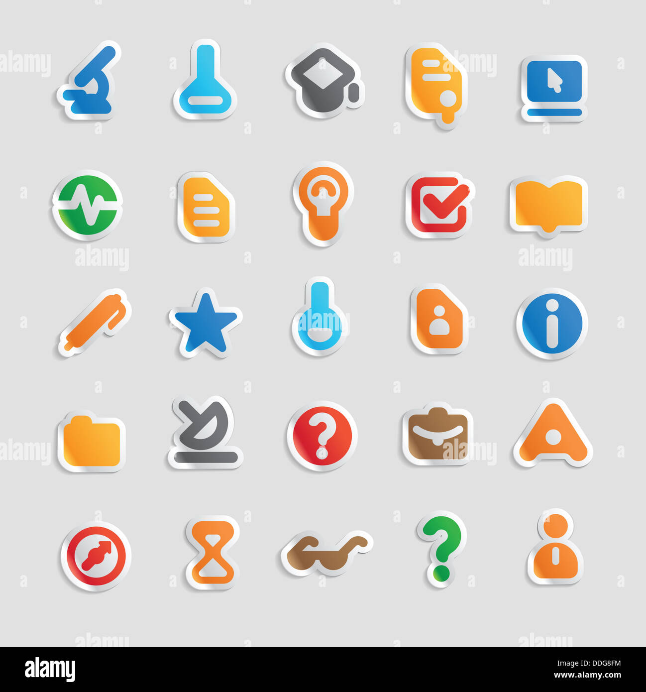 Sticker button set. Icons for science and education Stock Photo - Alamy