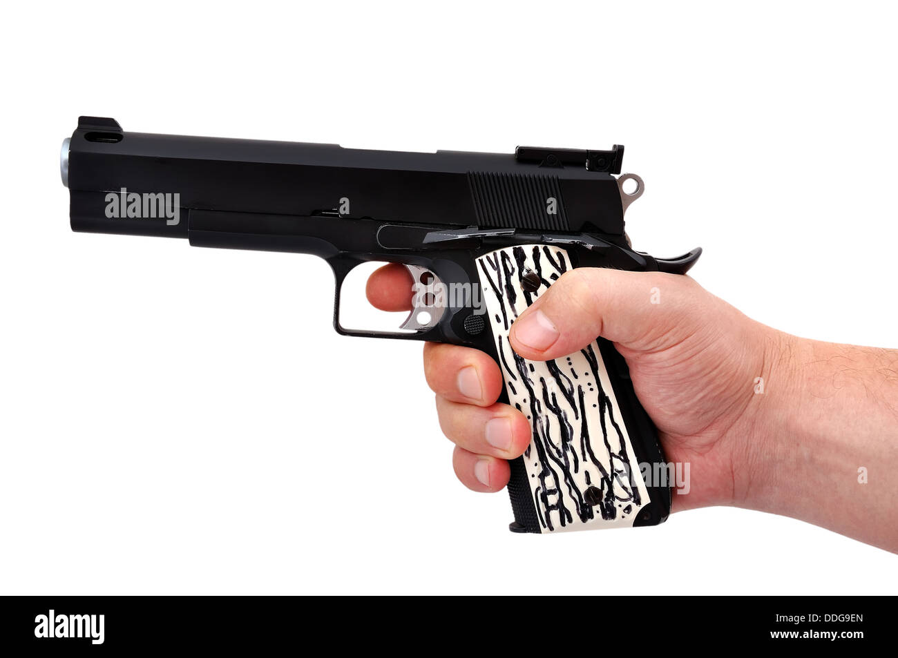 Black silver hand gun Cut Out Stock Images & Pictures - Alamy