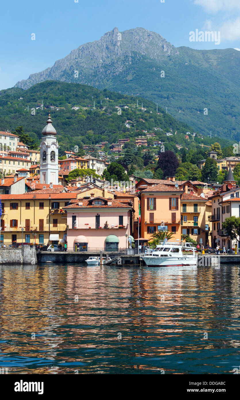 Lake Como (Italy) summer view and Menaggio town on shore Stock Photo ...