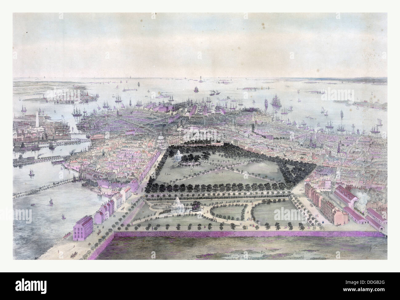 Bird's eye view of Boston drawn from nature and on stone by J. Bachmann ...