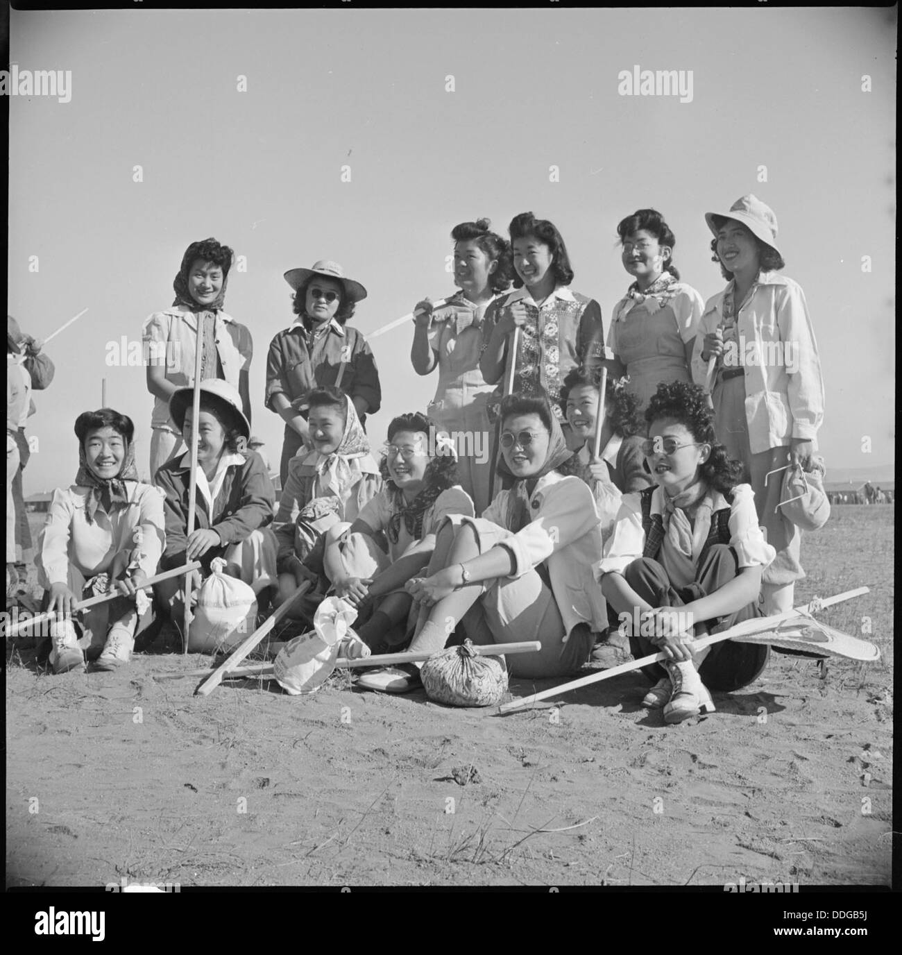 A group of hikers at the Tule Lake Relocation Center in Newell ...