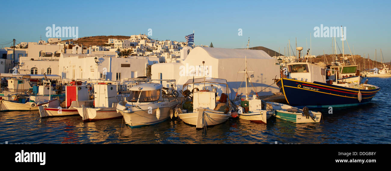 Greece, Cyclades islands, Paros island, village and port of Naoussa ...