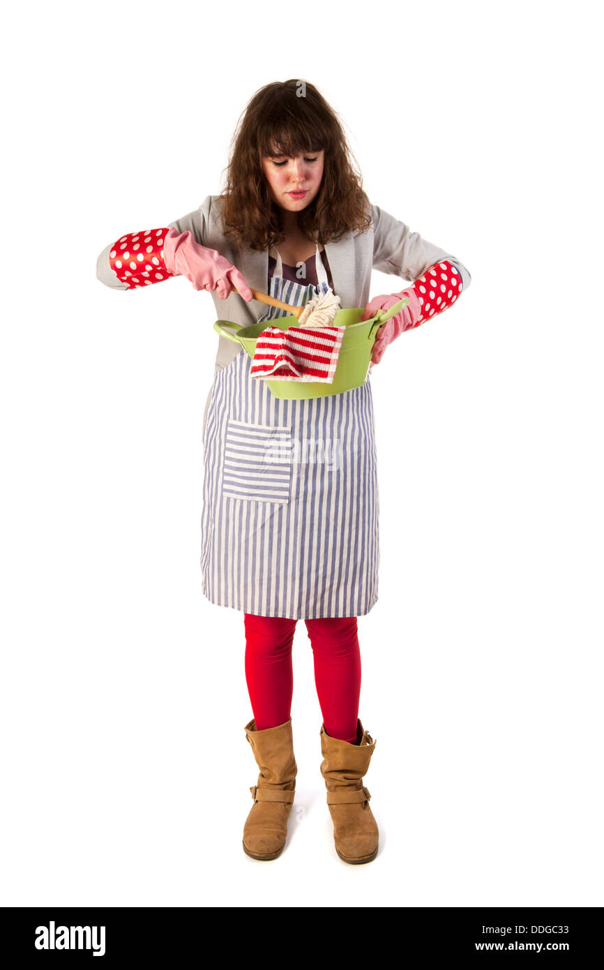 Woman household cleaning Cut Out Stock Images & Pictures - Alamy