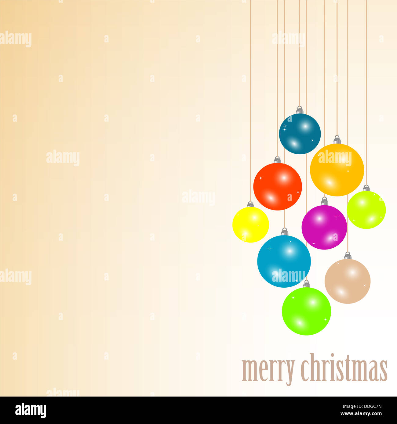 Merry christmas colorful balls hanging Stock Photo - Alamy