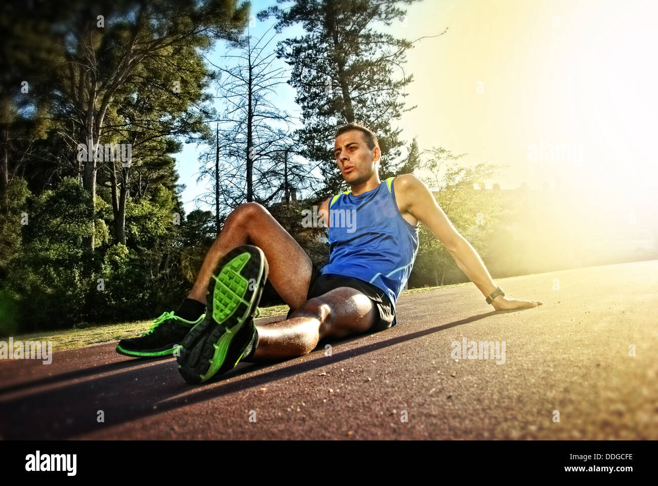 young athlete after doing a long race Stock Photo - Alamy