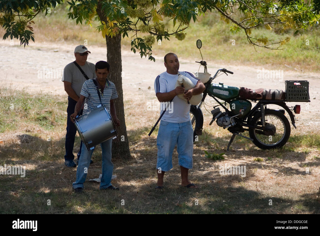Strandja mountain music is played during the traditional dry wrestling ...