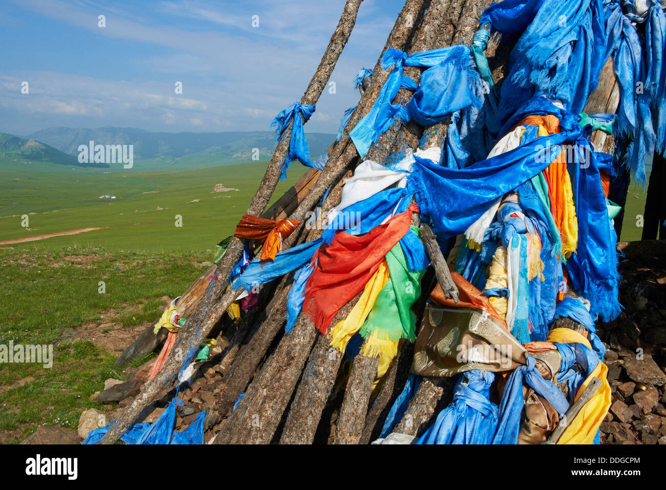 Mongolia, Arkhangai, Yellow Steppe valley, Ovo, buddhist monument Stock ...