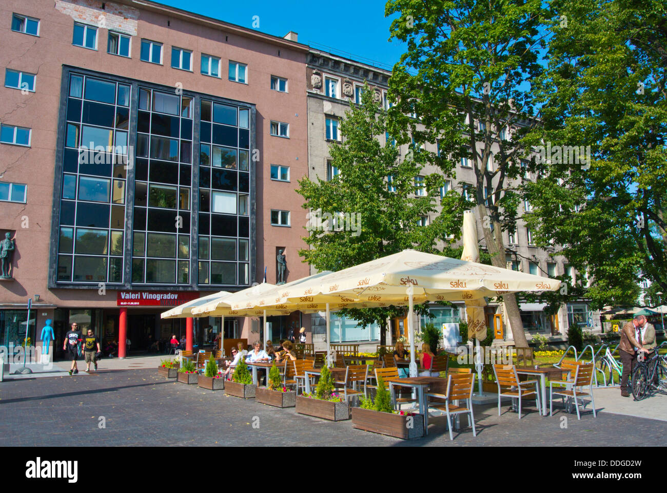 Cafe terraces Vabaduse väljak the Freedom square Tallinn Estonia the ...