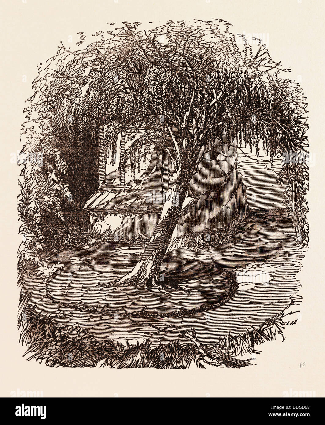 GARDEN AT WATERLOO, THE BURIAL PLACE OF THE MARQUIS OF ANGLESEY'S LEG ...