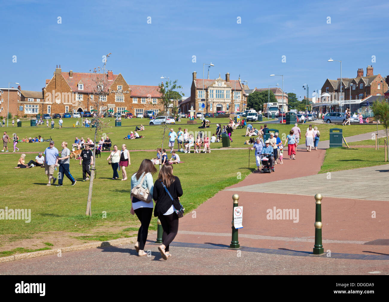 People on the green in Hunstanton town Hunstanton North Norfolk coastal ...