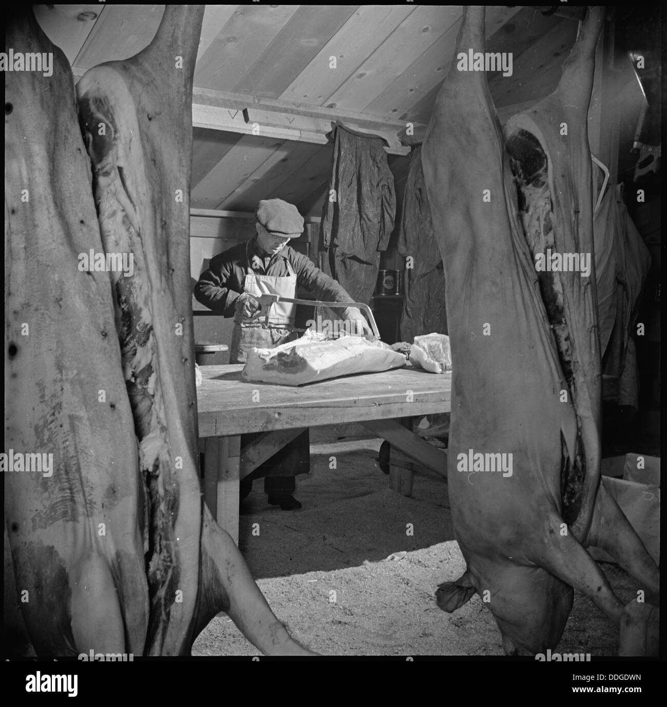 This image captures the slaughterhouse and butcher shop at the Tule ...