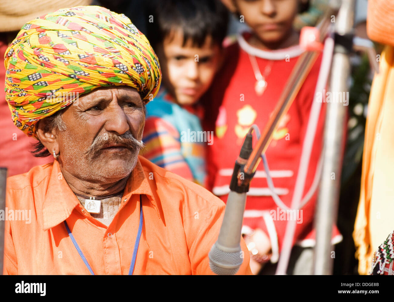 Man in traditional Rajasthani dress performing at Surajkund Mela ...