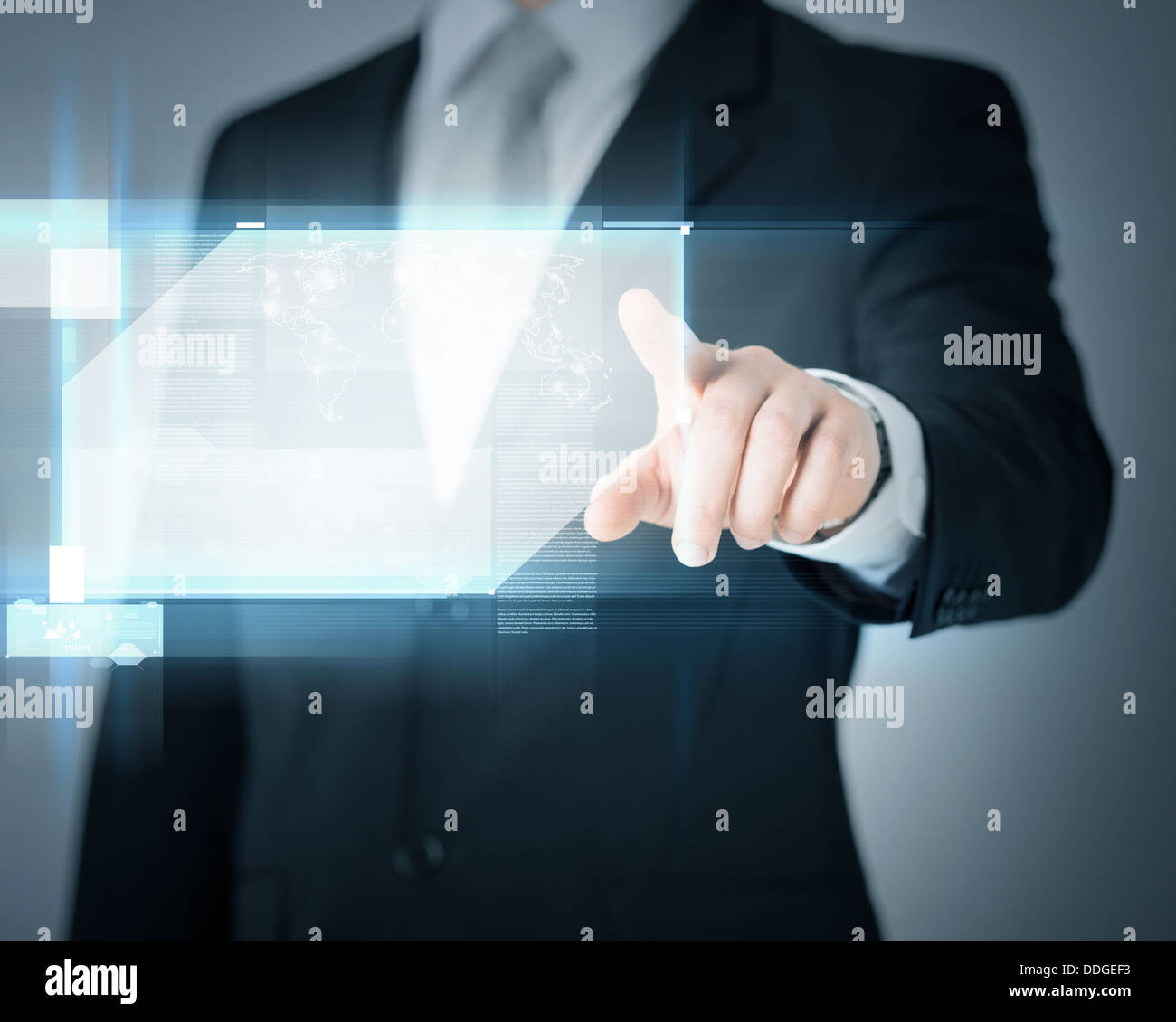 man hands with virtual screens Stock Photo - Alamy