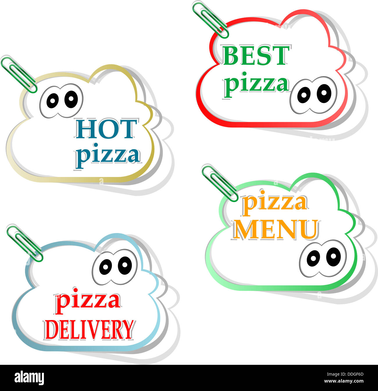 Best pizza, hot pizza, delivery stickers set Stock Photo - Alamy