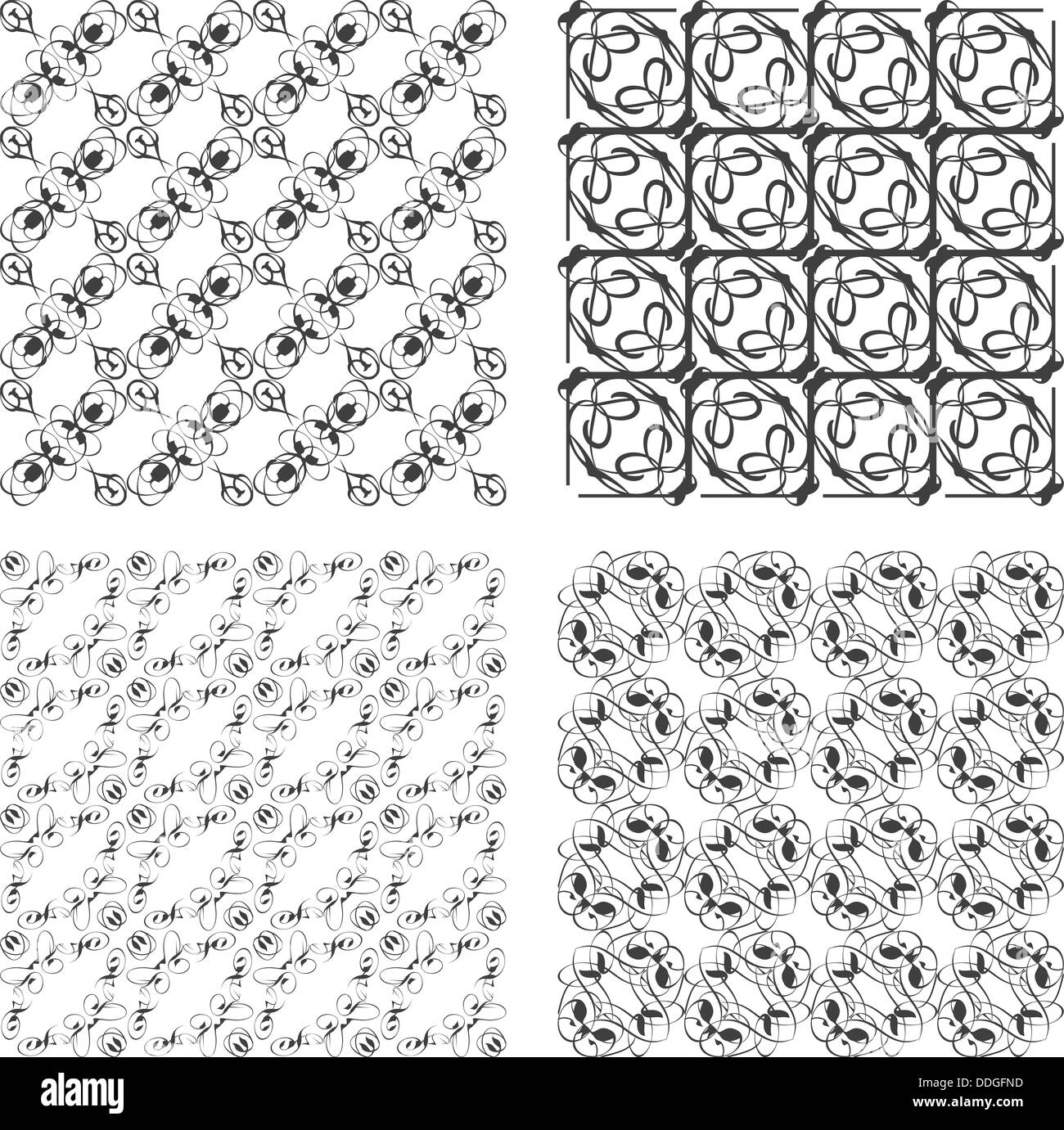 Set of monochrome classic geometric seamless patterns. Traditional ...