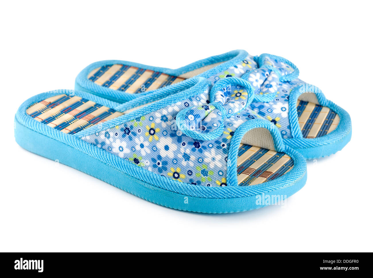 Blue slippers isolated Stock Photo - Alamy