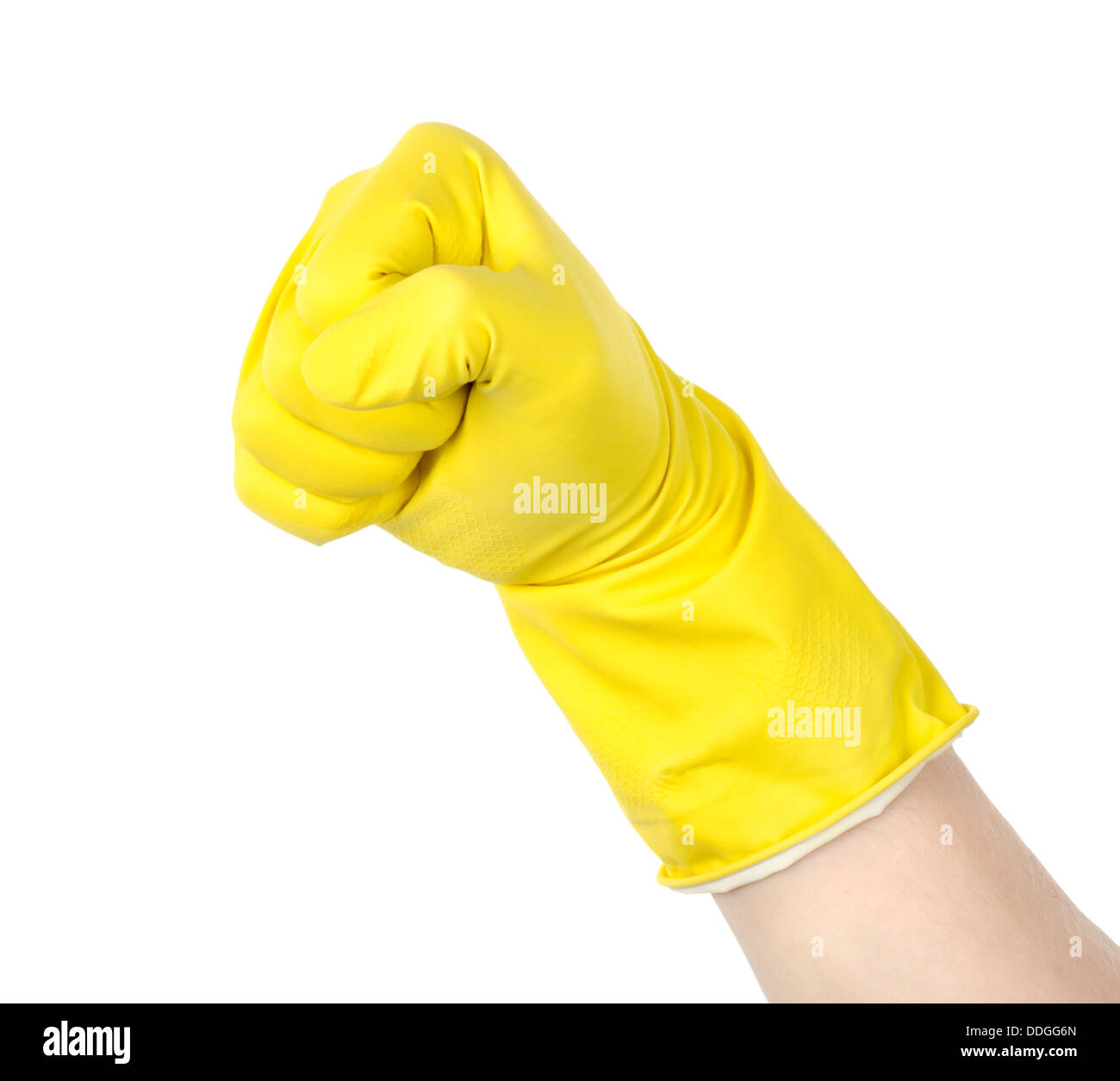 Fist in a yellow glove Stock Photo - Alamy