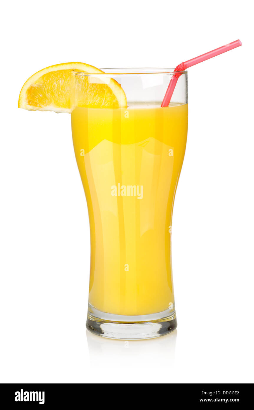 Orange juice in a big glass Stock Photo - Alamy