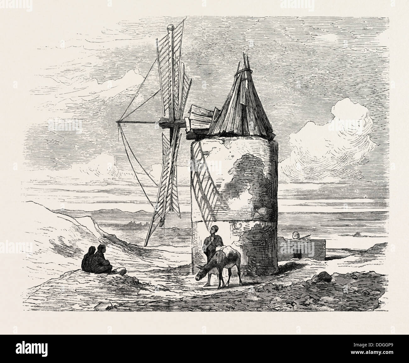 WINDMILL NEAR CAIRO. Egypt, engraving 1879 Stock Photo - Alamy
