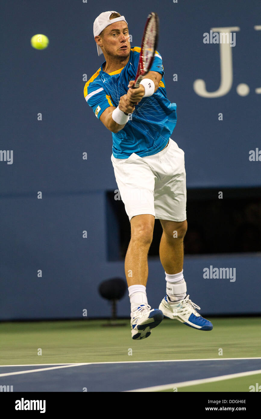 Lleyton Hewitt (AUS) competing at the 2013 US Open Tennis Championships ...
