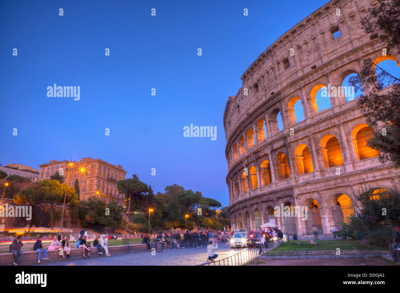 Tourists outside an amphitheater, Coliseum, Rome, Lazio, Italy Stock ...