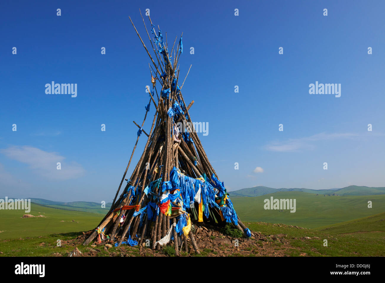 Mongolia, Arkhangai, Yellow Steppe valley, Ovo, buddhist monument Stock ...