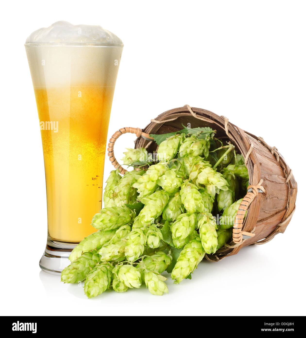 Beer in wooden mug Cut Out Stock Images & Pictures - Alamy