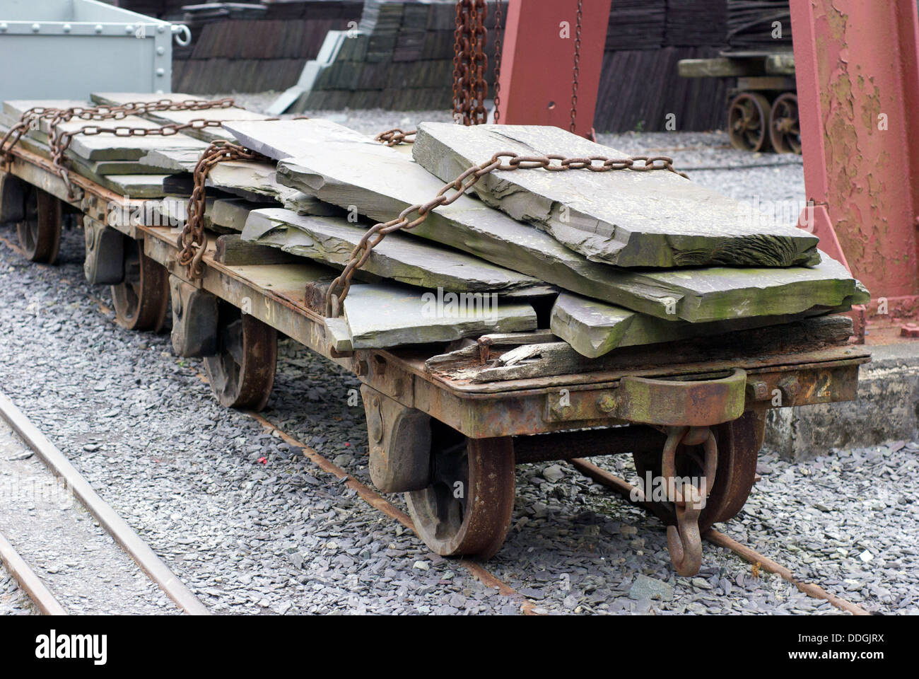 National slate museum north wales blocks of slate on an old wagon Stock ...
