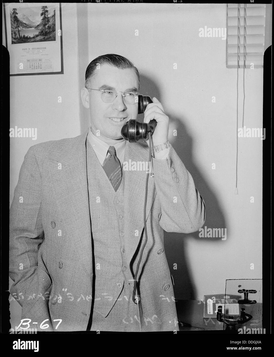 Edwin A. Davis, editor of the Tule Lake Reporter, photographed at the ...