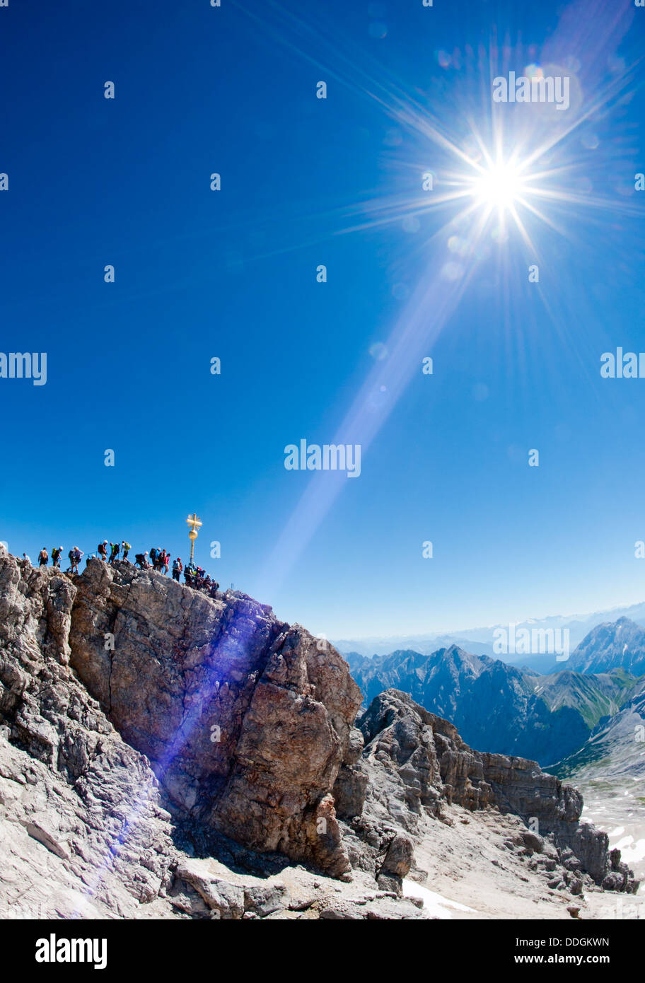 View of the summit of the Zugspitze mountain, Bavaria Germany Stock ...