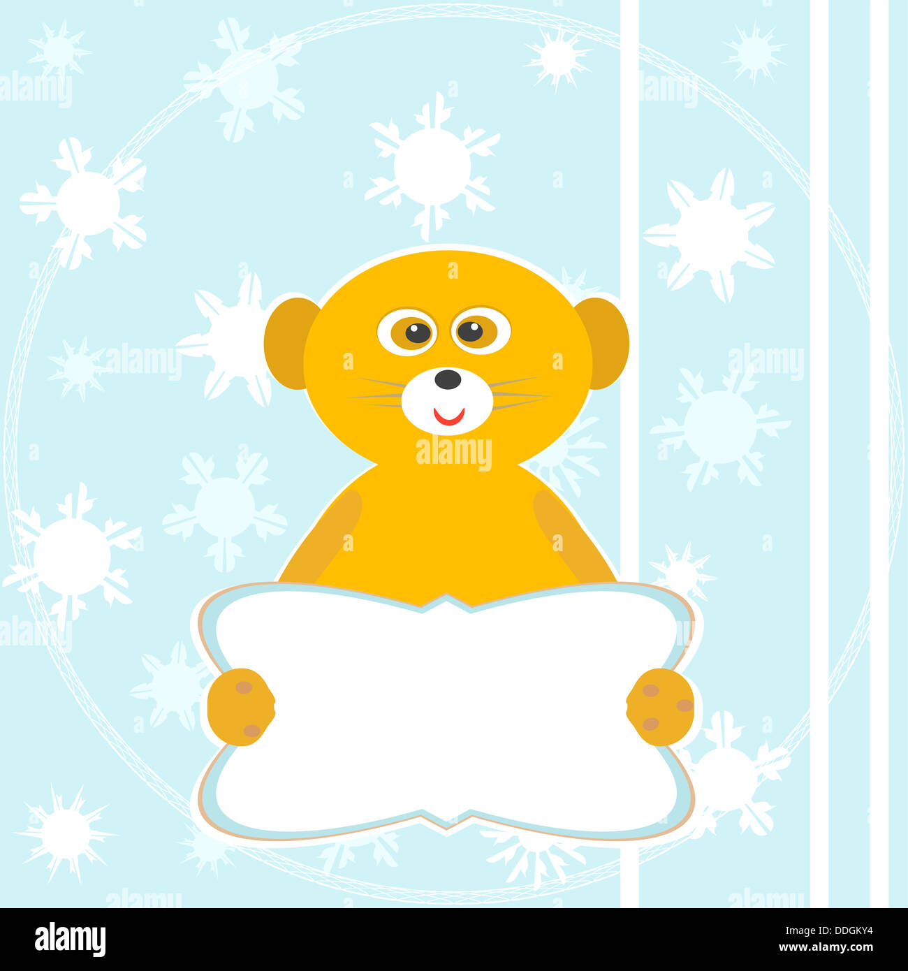 Cute smile lemur with empty blank. winter card Stock Photo - Alamy