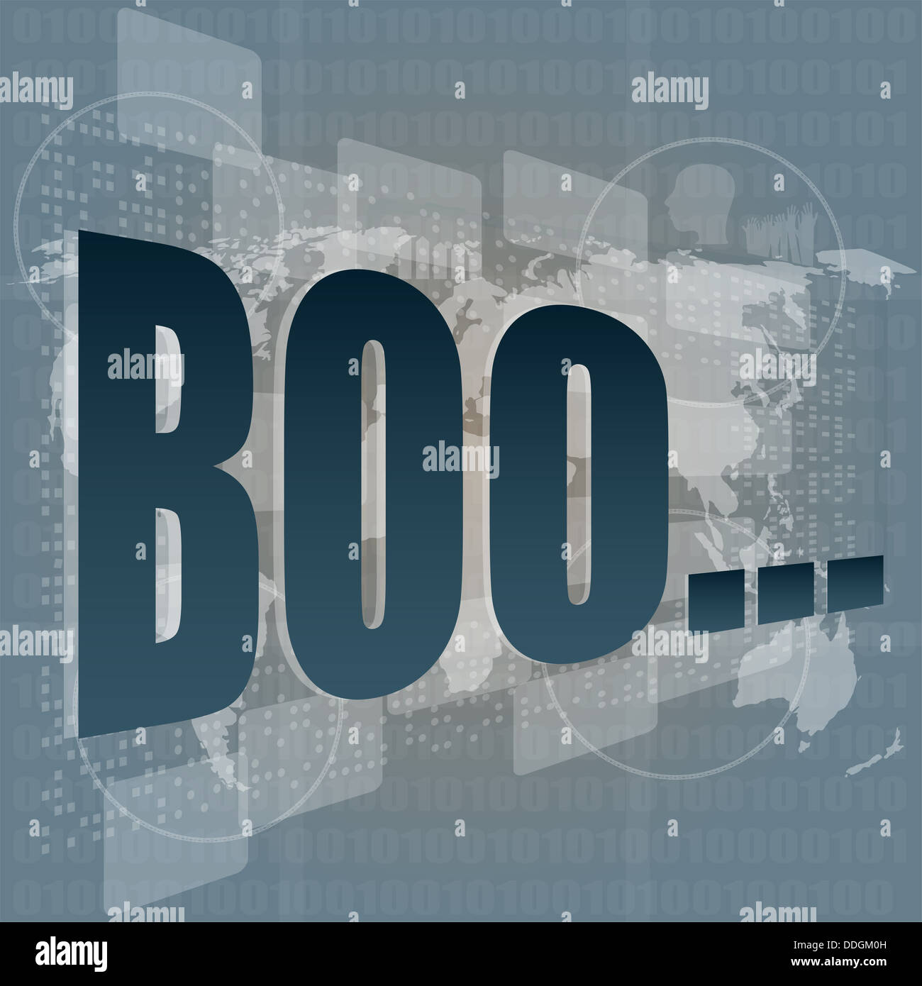 fun concept: words Boo on digital screen and world map Stock Photo - Alamy