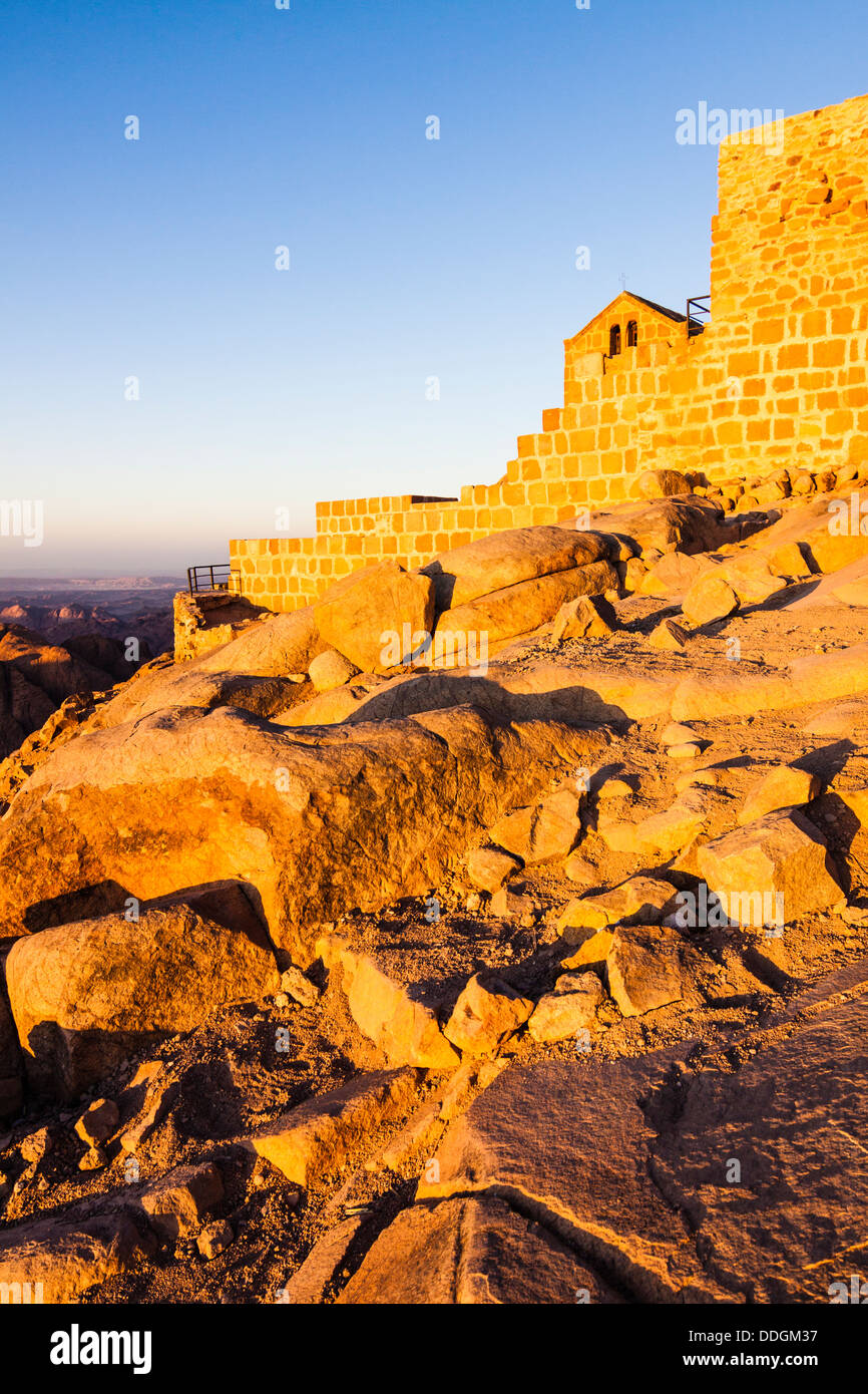 Orthodox chapel on top of Mount Sinai at sunset. Egypt Stock Photo - Alamy