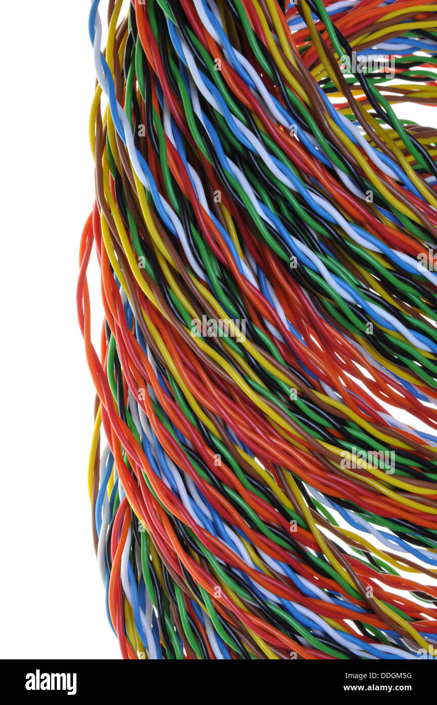 Twisted colored wires in data communication networks Stock Photo - Alamy