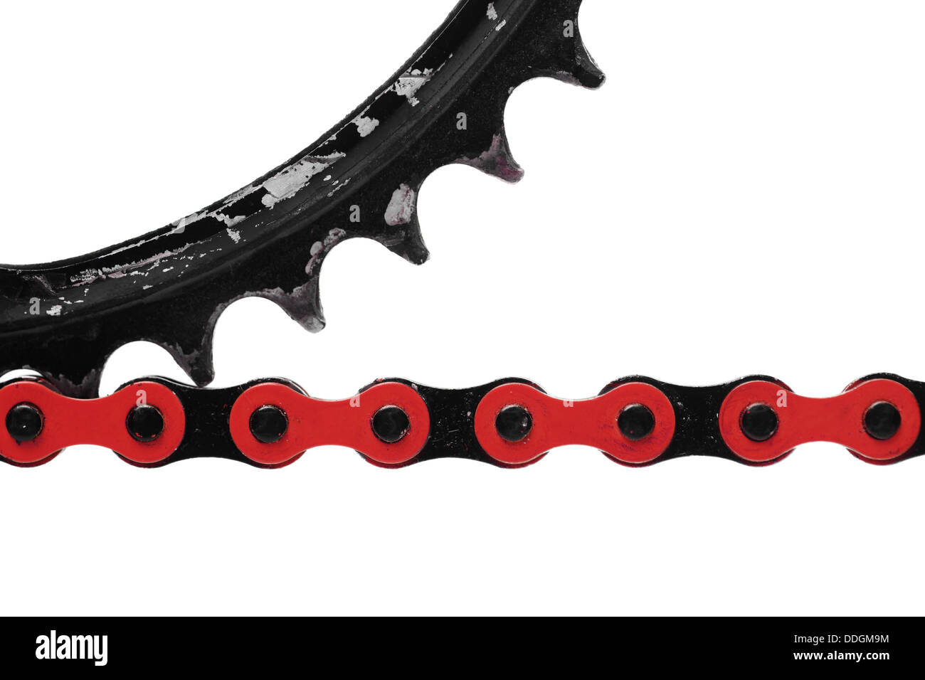 Color detail on a red chain from a bicycle Stock Photo - Alamy