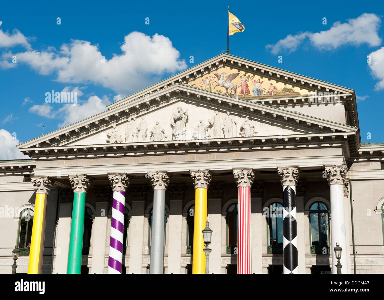 Munich opera house with wrapped columns Stock Photo - Alamy