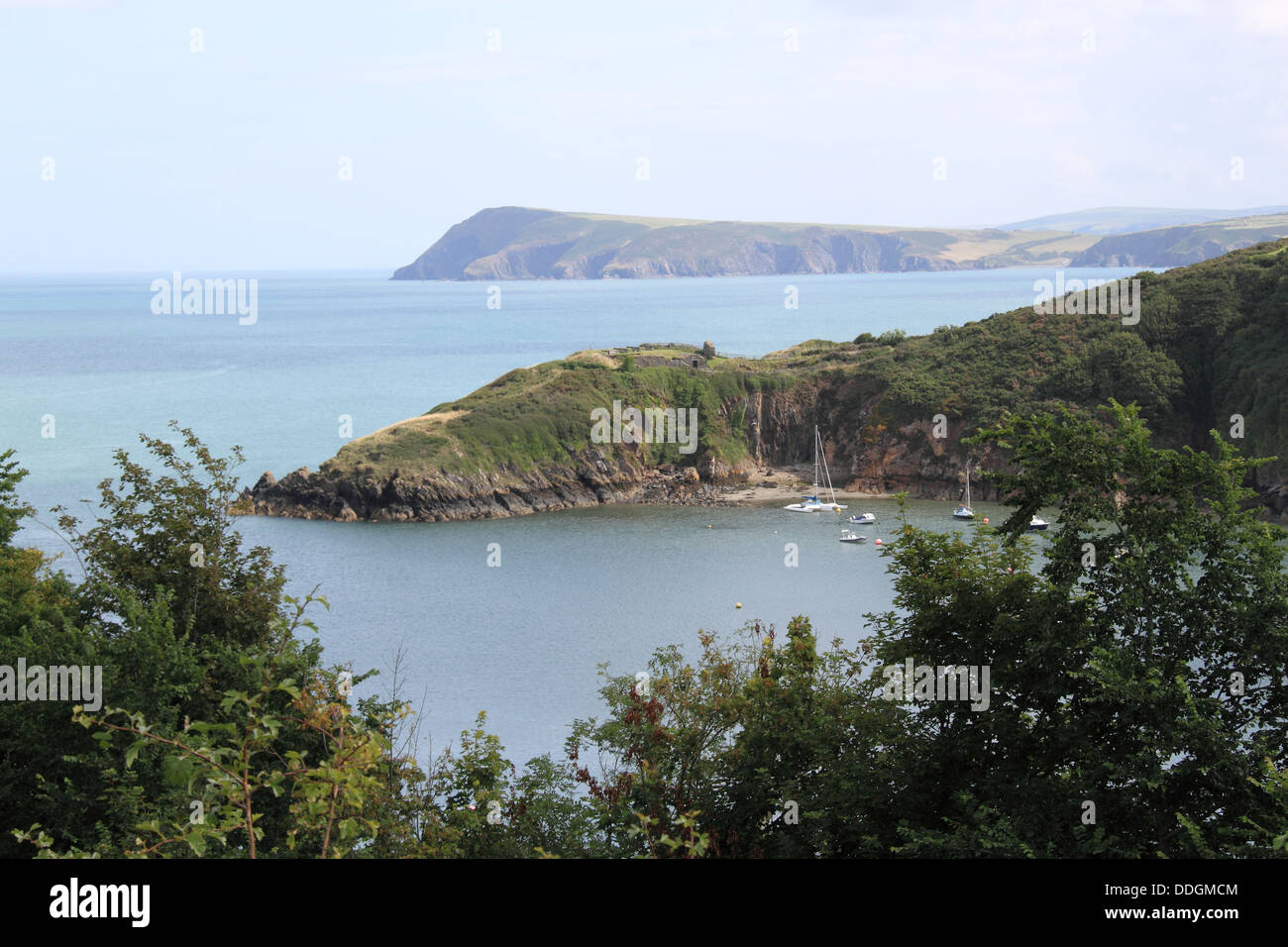 Old Fort from across the harbour, Fishguard, Pembrokeshire, Wales ...