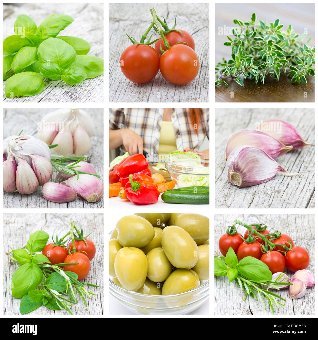 food collage made from nine photographs Stock Photo - Alamy