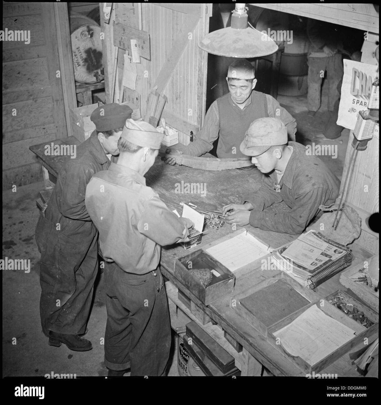 At the Tule Lake Relocation Center in Newell, California, mechanics ...