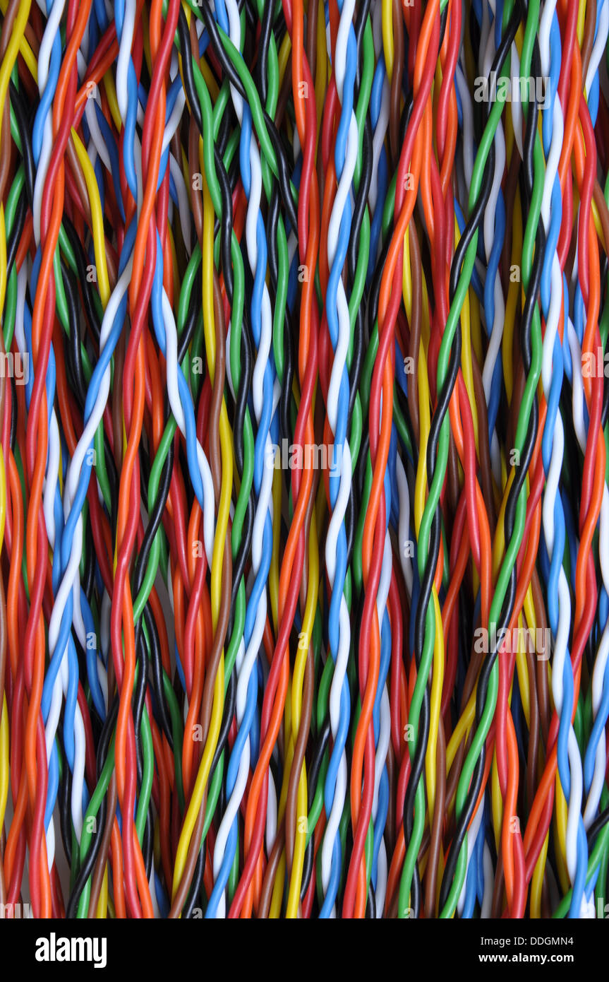 Telecommunication cables colorful, abstract network connections Stock ...