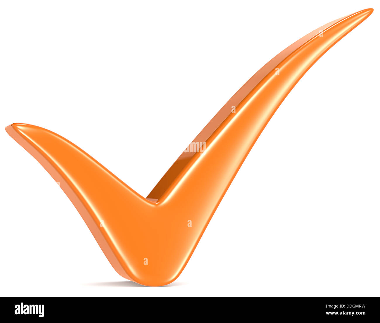 Orange Check Mark, white background Stock Photo - Alamy