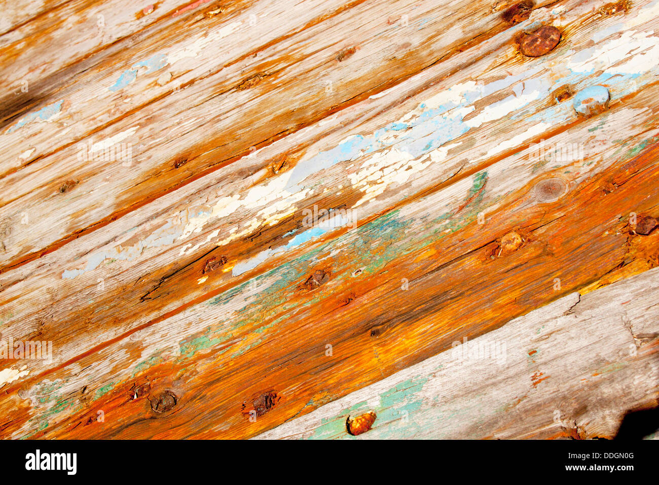 A closeup view of flat old wood planks with grain pattern and texture ...