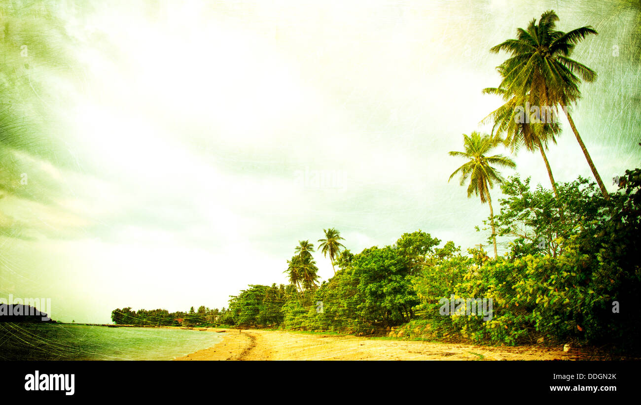 Retro beach and blue sky for background Stock Photo - Alamy