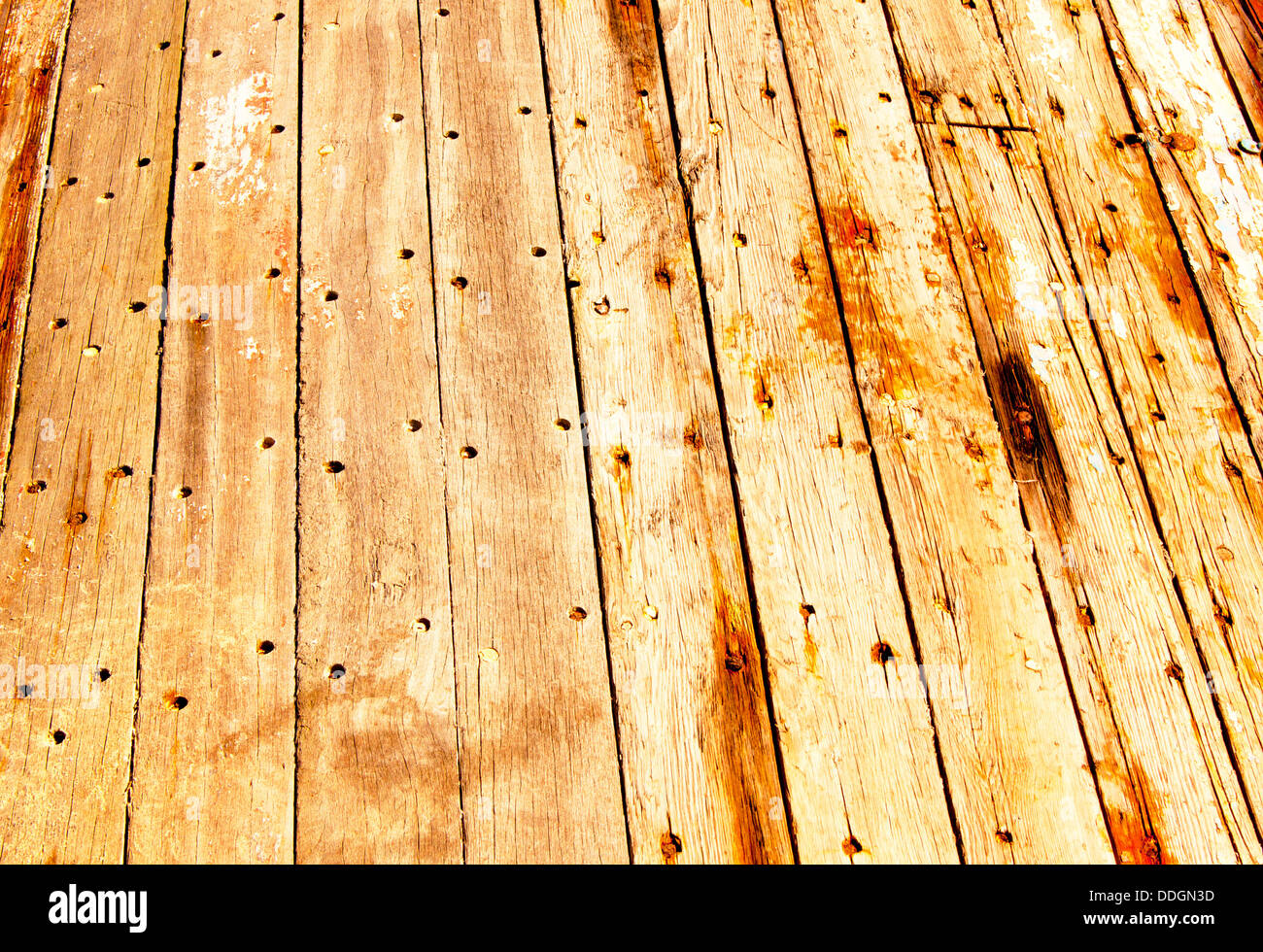 A closeup view of flat old wood planks with grain pattern and texture ...