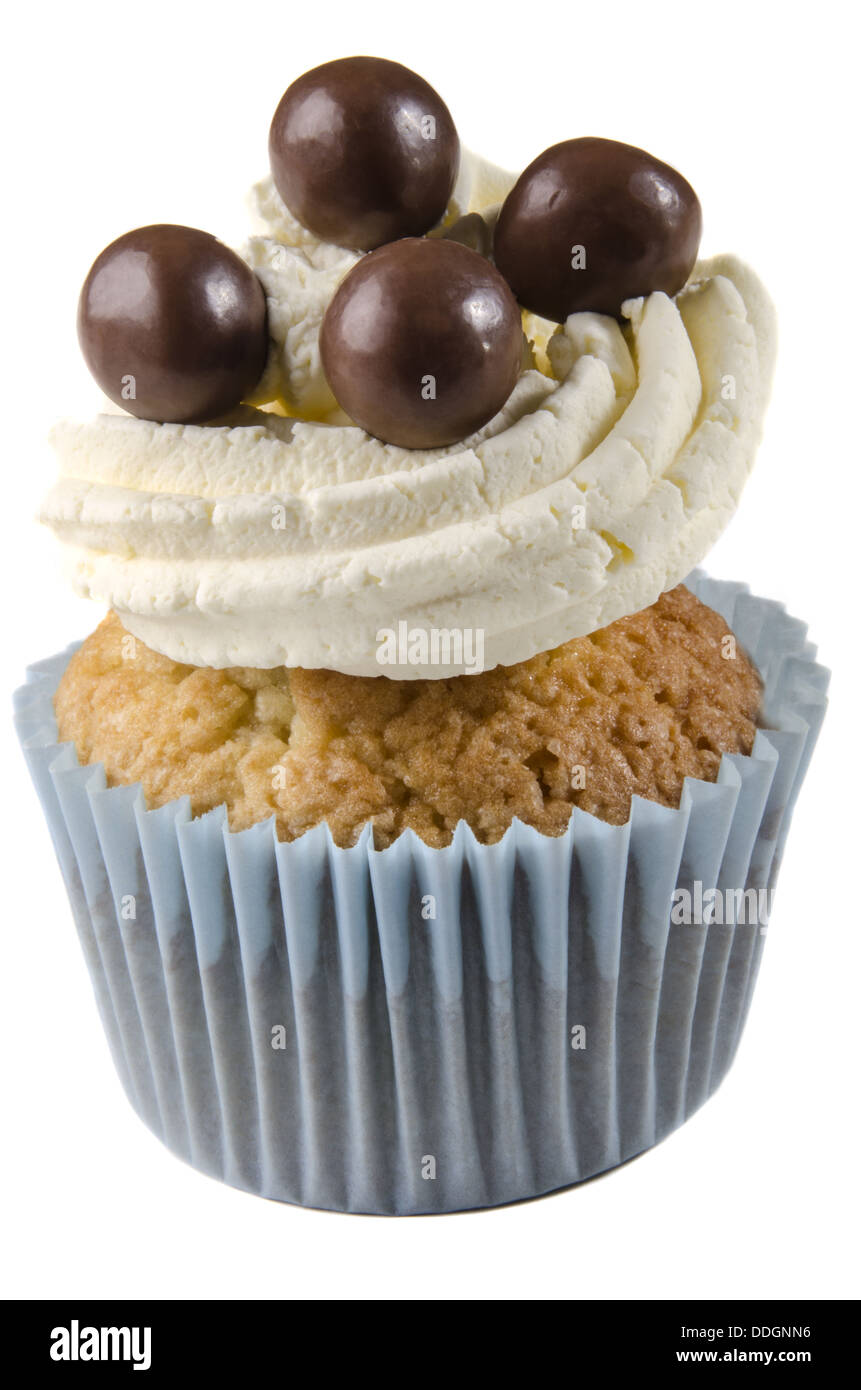 cupcake with double cream and chocolate ball Stock Photo - Alamy